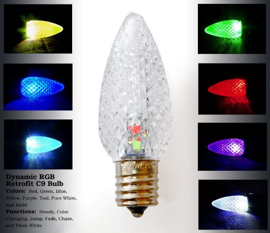 Holidynamics - Dynamic RGB Transparent Faceted C9 bulb Add On Kit