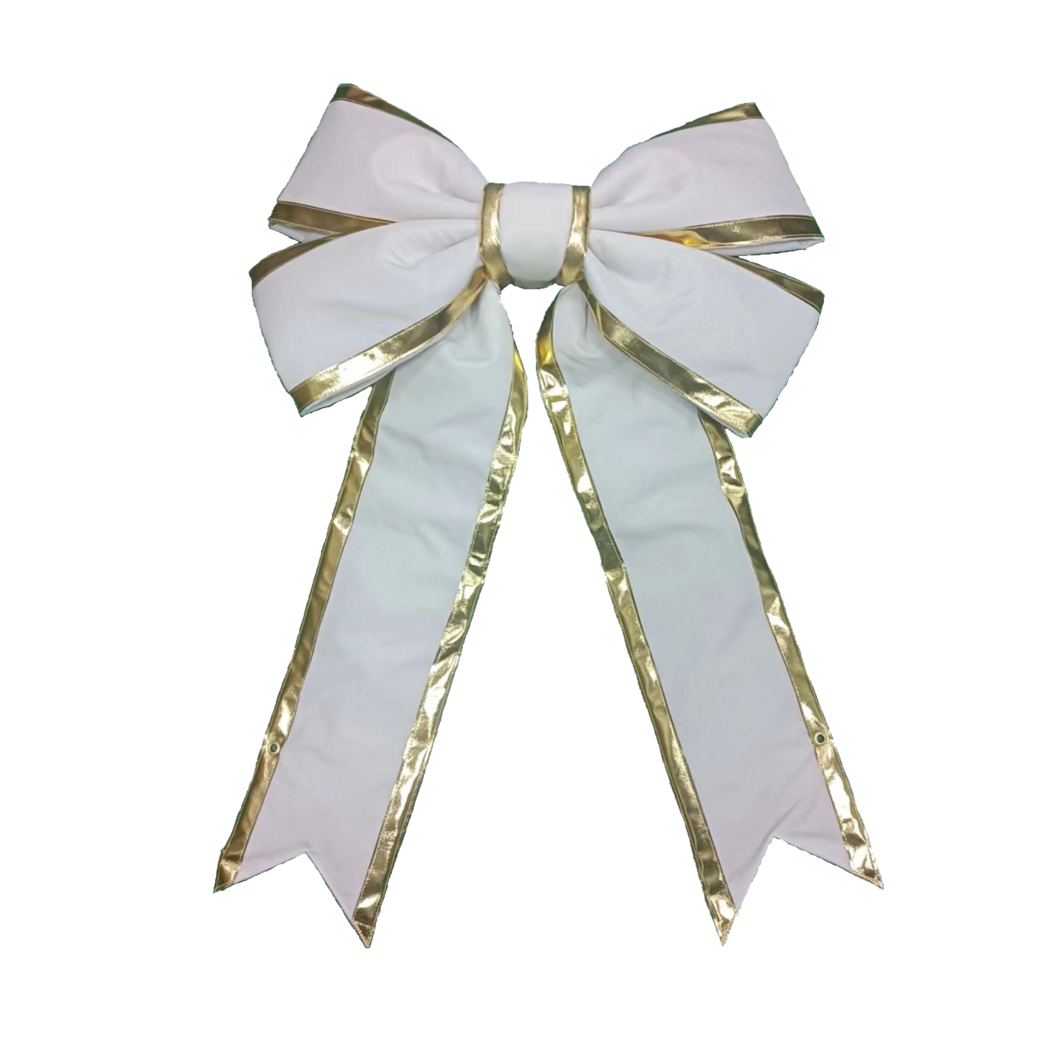 Holidynamics - 18" Ivory Canvas Bow with Gold Trim